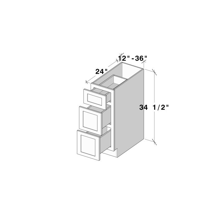 Wholesale Versa Shaker 3 Drawer Base Cabinet W36 X H34 5 X D24
